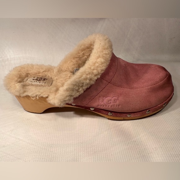 UGG | Shoes | Ugg Kaylee Pink Suede Sheepskin Lined Clogs | Poshmark